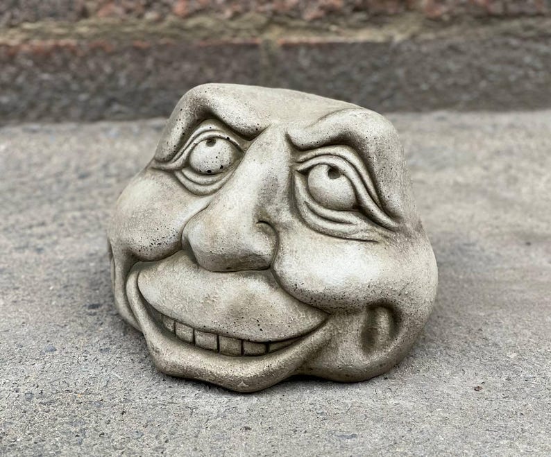 Outdoor Smiling Face Sculpture Abstract Garden and Home Ornament Stone ...