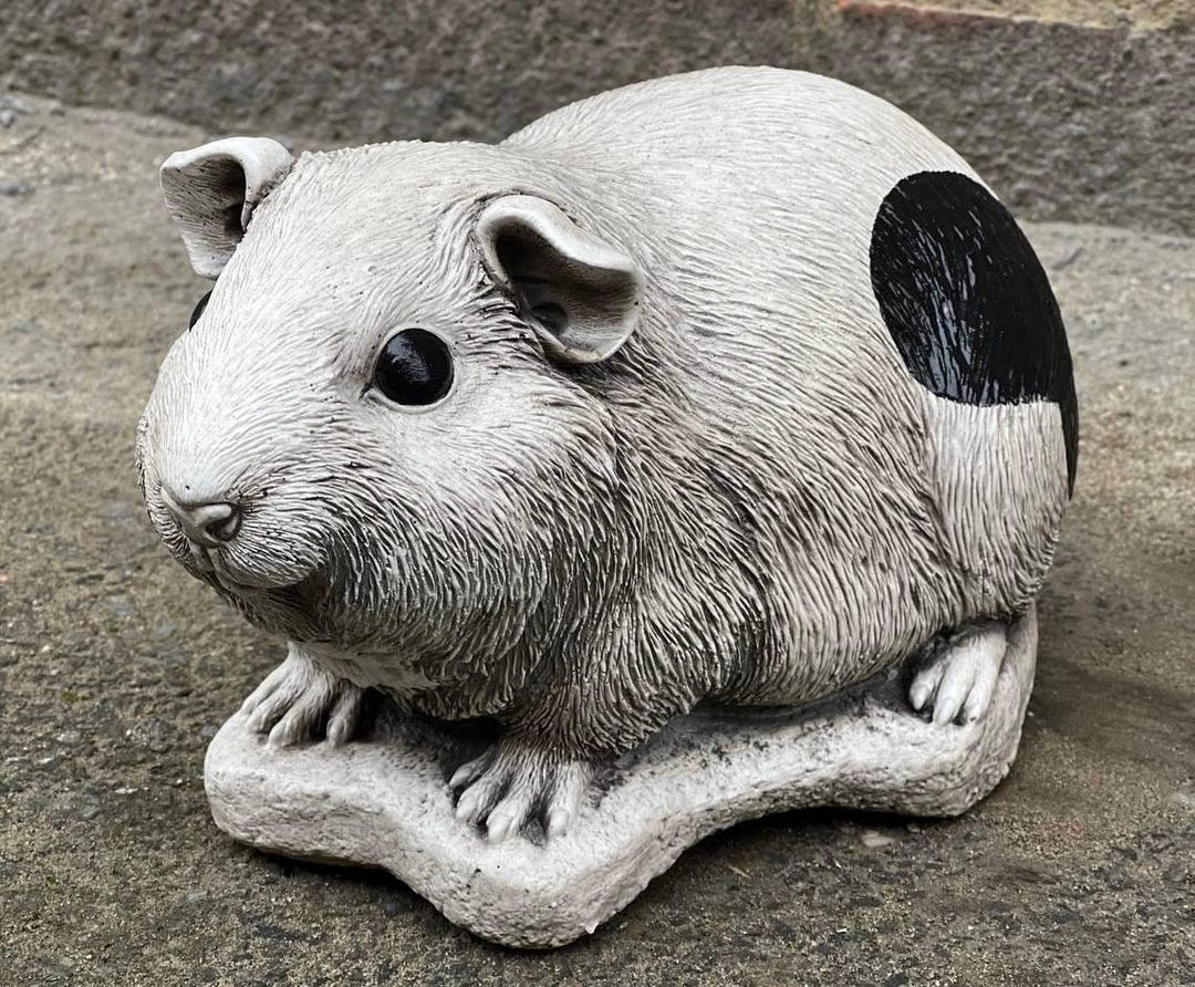 Cement Guinea Pig Statue Concrete Pet Figurine Memorial Decor Outdoor ...