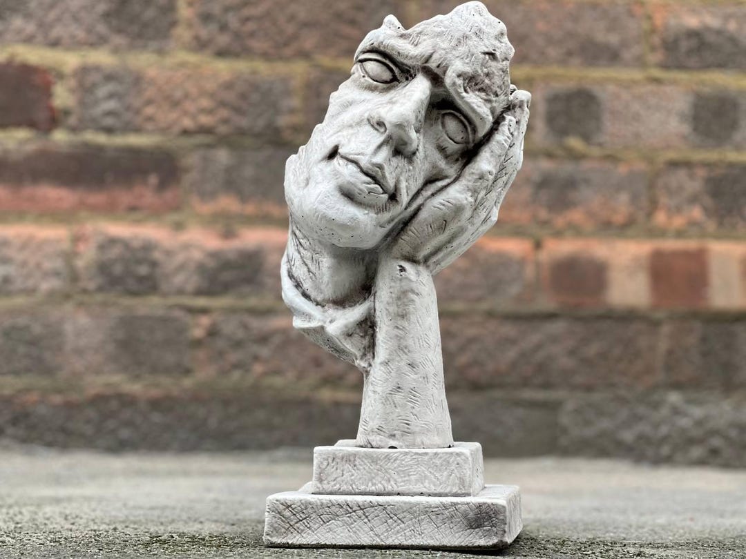 Abstract Thinking Face Concrete Face Sculpture Garden Art Statue Cement ...