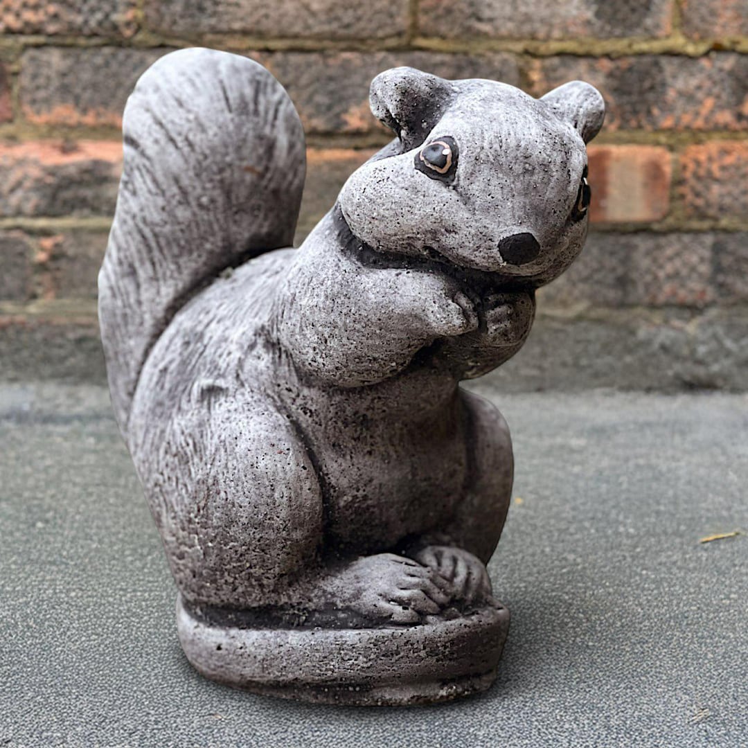 Squirrel With Nut Statue Concrete Garden Squirrel Decoration Cement ...