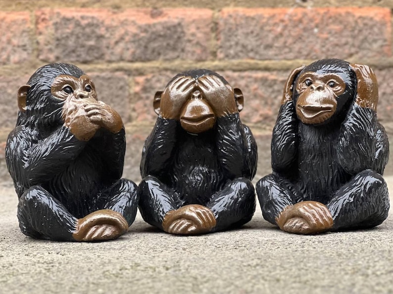 Concrete Three Wise Monkeys Statue Stone Set Monkeys Garden and Home ...