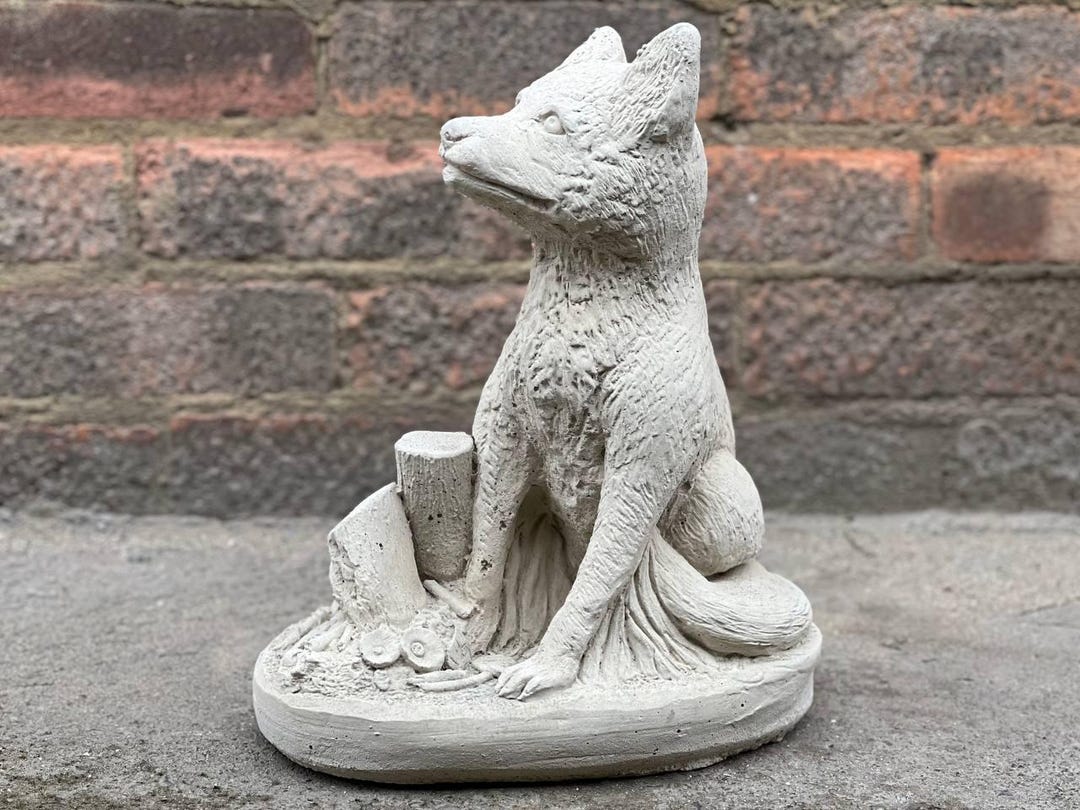 Concrete Fox Decoration Stone Fox Statue Outdoor Animal Sculpture ...