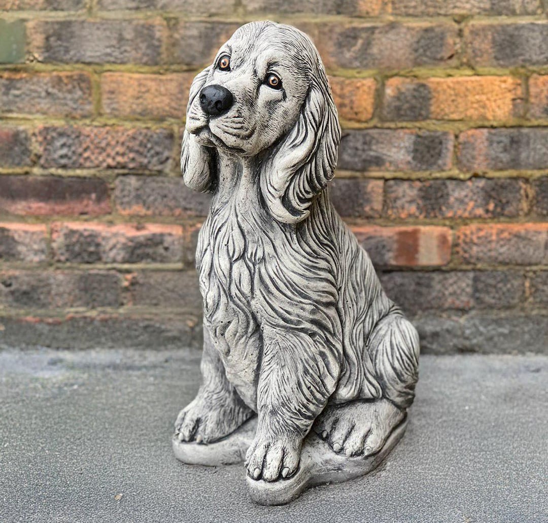 Outdoor Spaniel Cocker Figurine Concrete Dog Sculpture Stone Pet Statue ...