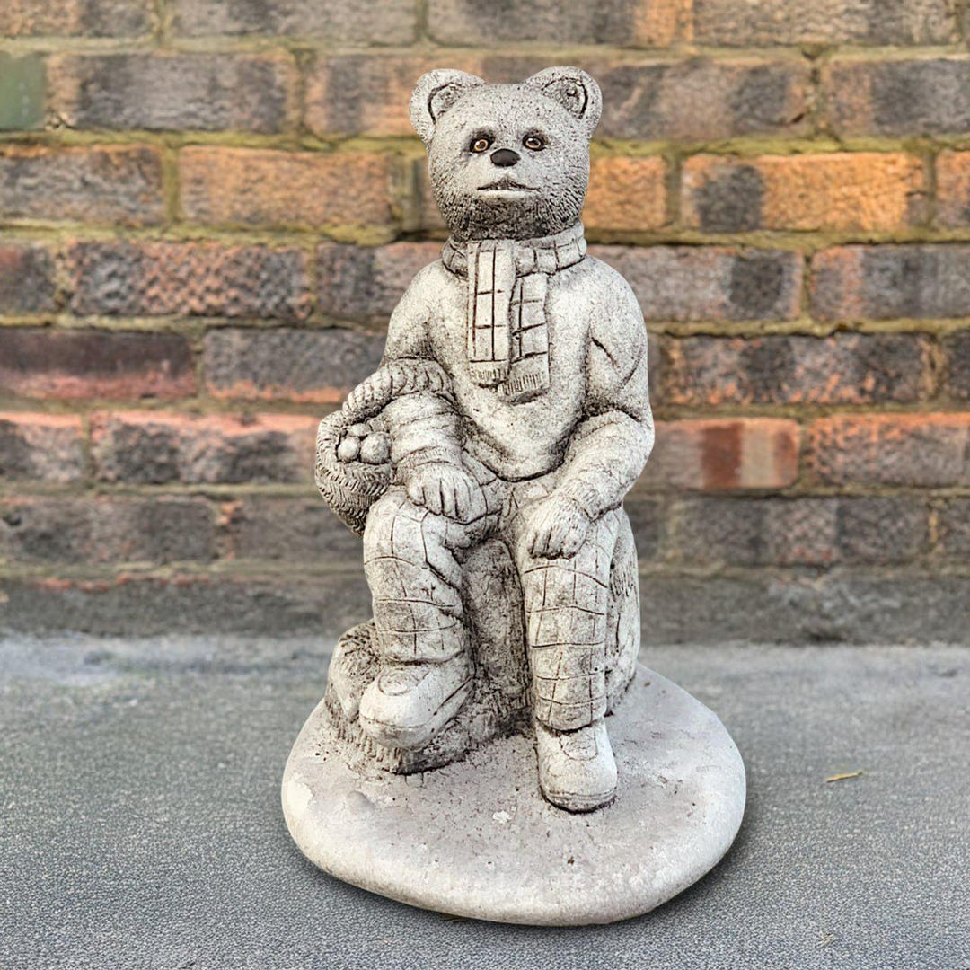 Concrete Teddy Bear Statue Outdoor Stone Bear Sculpture Handmade Wild ...
