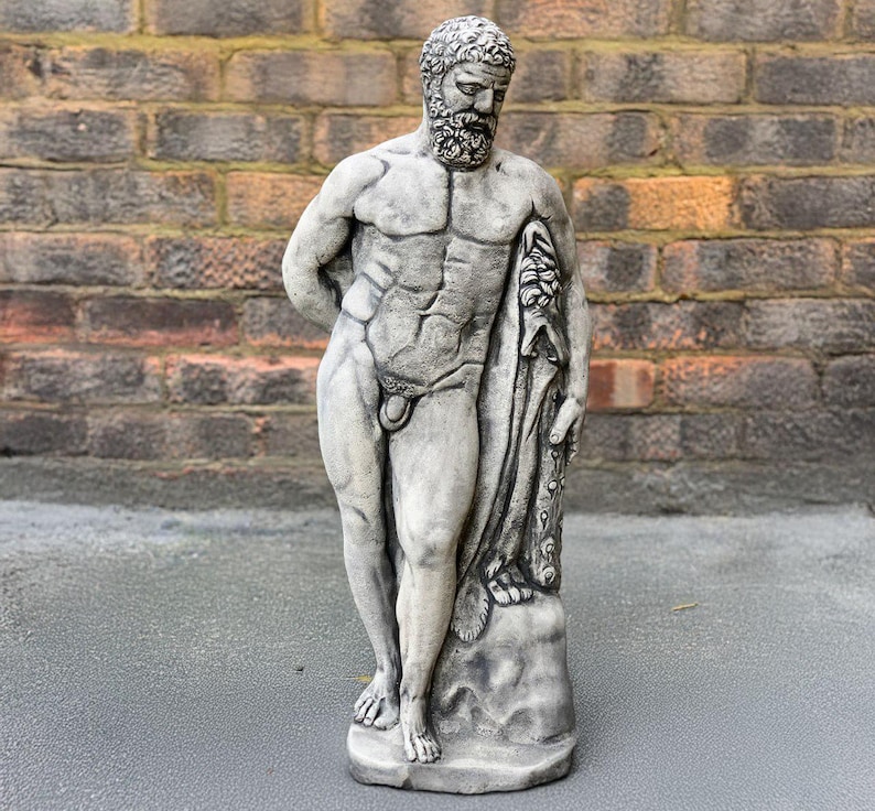 Large Hercules Sculpture Concrete Greek God Figurine Outdoor Greek Man ...