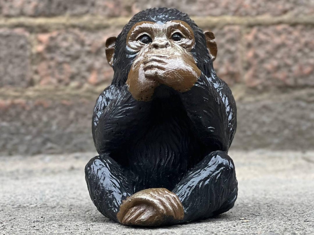 Garden Monkey Statue Realistic Animal Sculpture Concrete Monkey ...