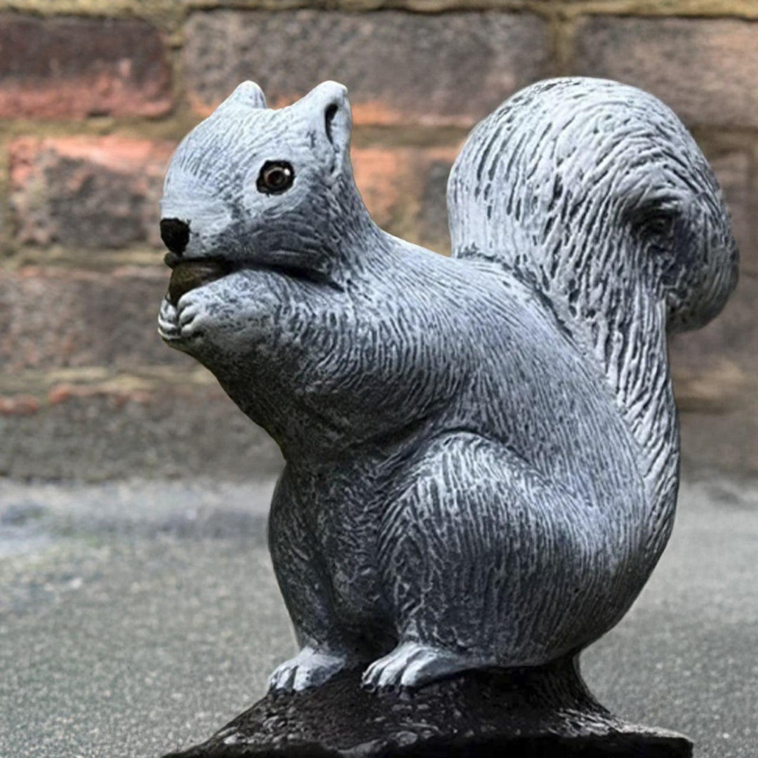Sitting Squirrel Sculpture Concrete Animal Figurine Stone Squirrel ...