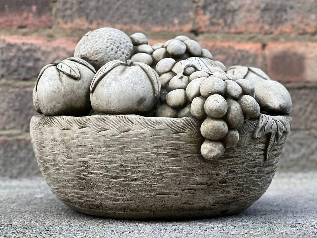 Concrete Fruit Bowl Sculpture Stone Garden Centerpiece Decorative ...