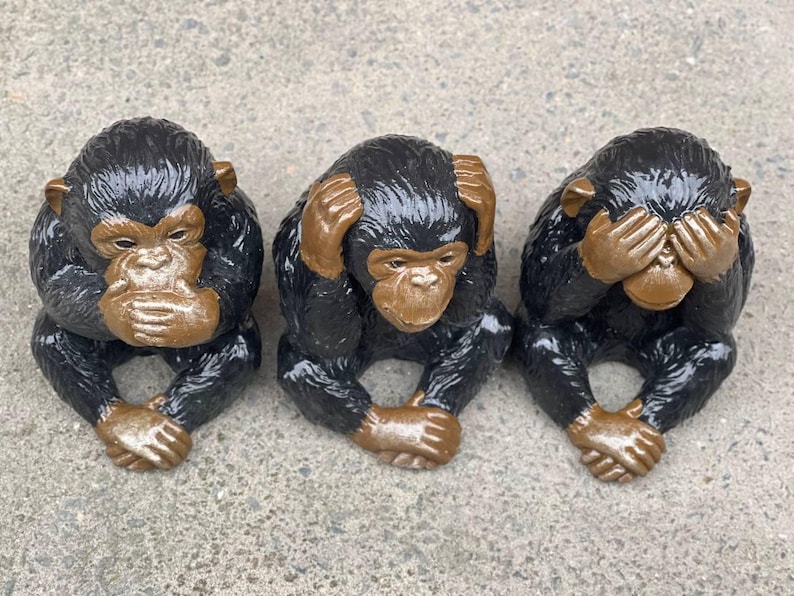 Concrete Three Wise Monkeys Statue Stone Set Monkeys Garden and Home ...