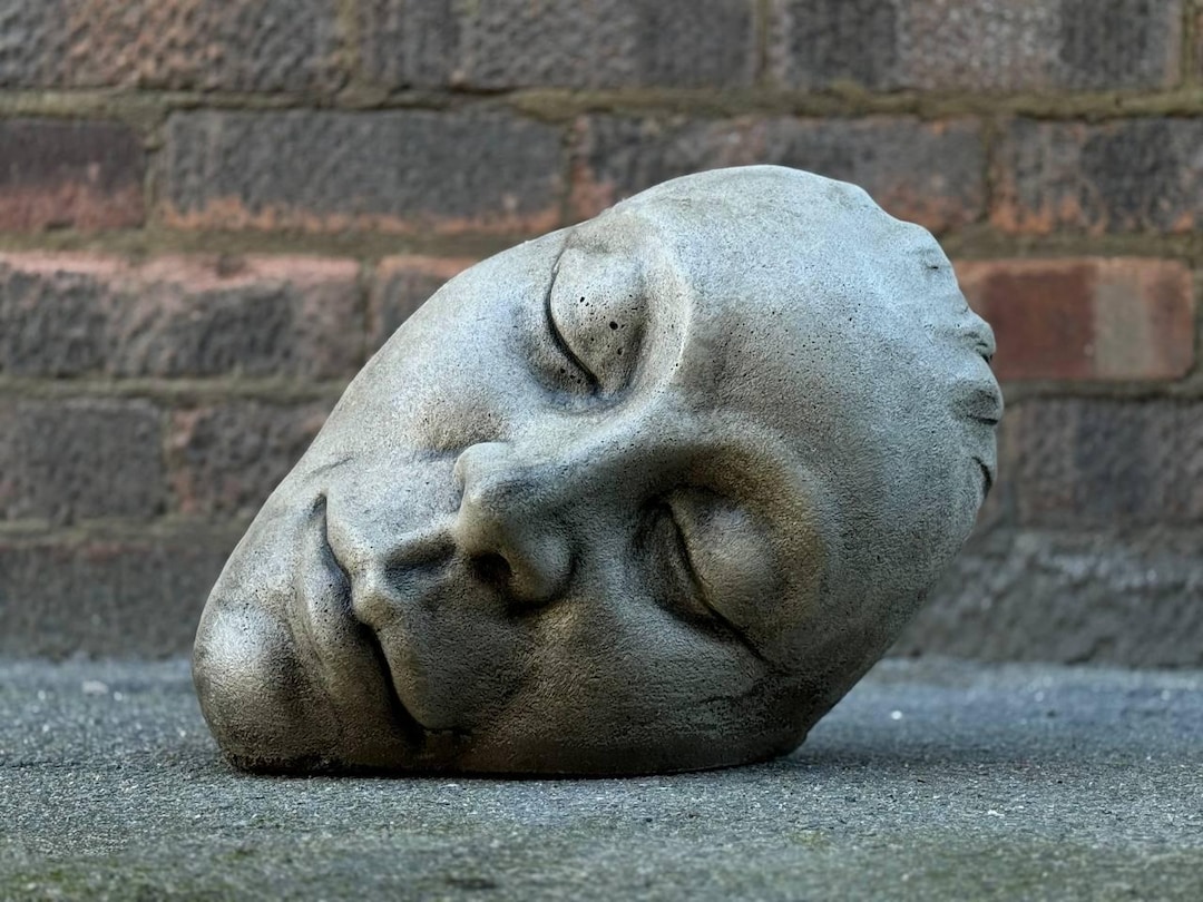 Large Face Sculpture Concrete Head Figurine Stone Modern Statue ...