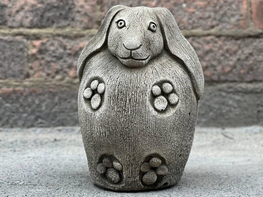 Stone Rabbit Sculpture Concrete Bunny Figurine Cement Animal Sculpture ...