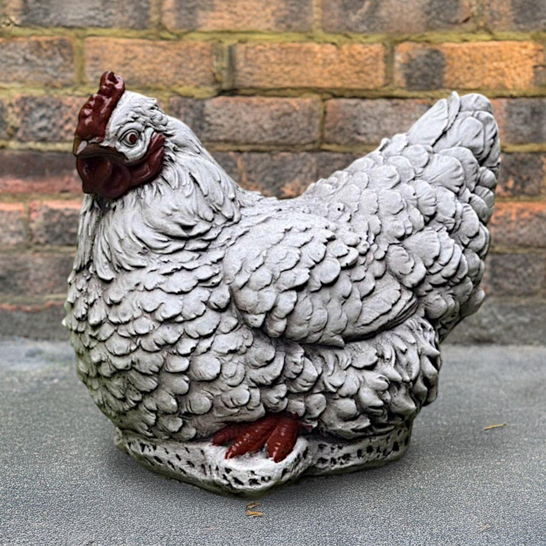 Concrete Chicken Statue Farmhouse Hen Decoration Cement Chicken ...