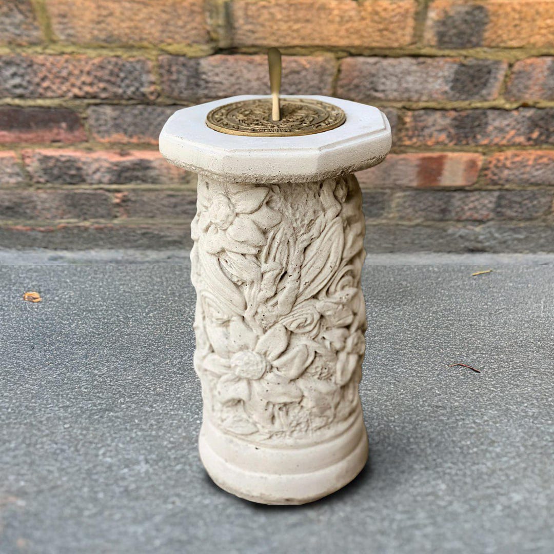 Vintage Concrete Sundial Sculpture Stone Garden Column Outdoor Sundial ...