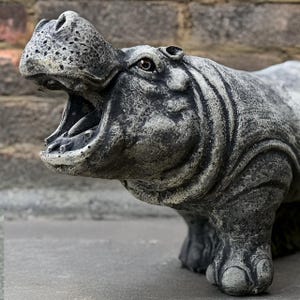 Outdoor Hippo Sculpture Concrete Hippopotamus Figurine Stone Animal ...