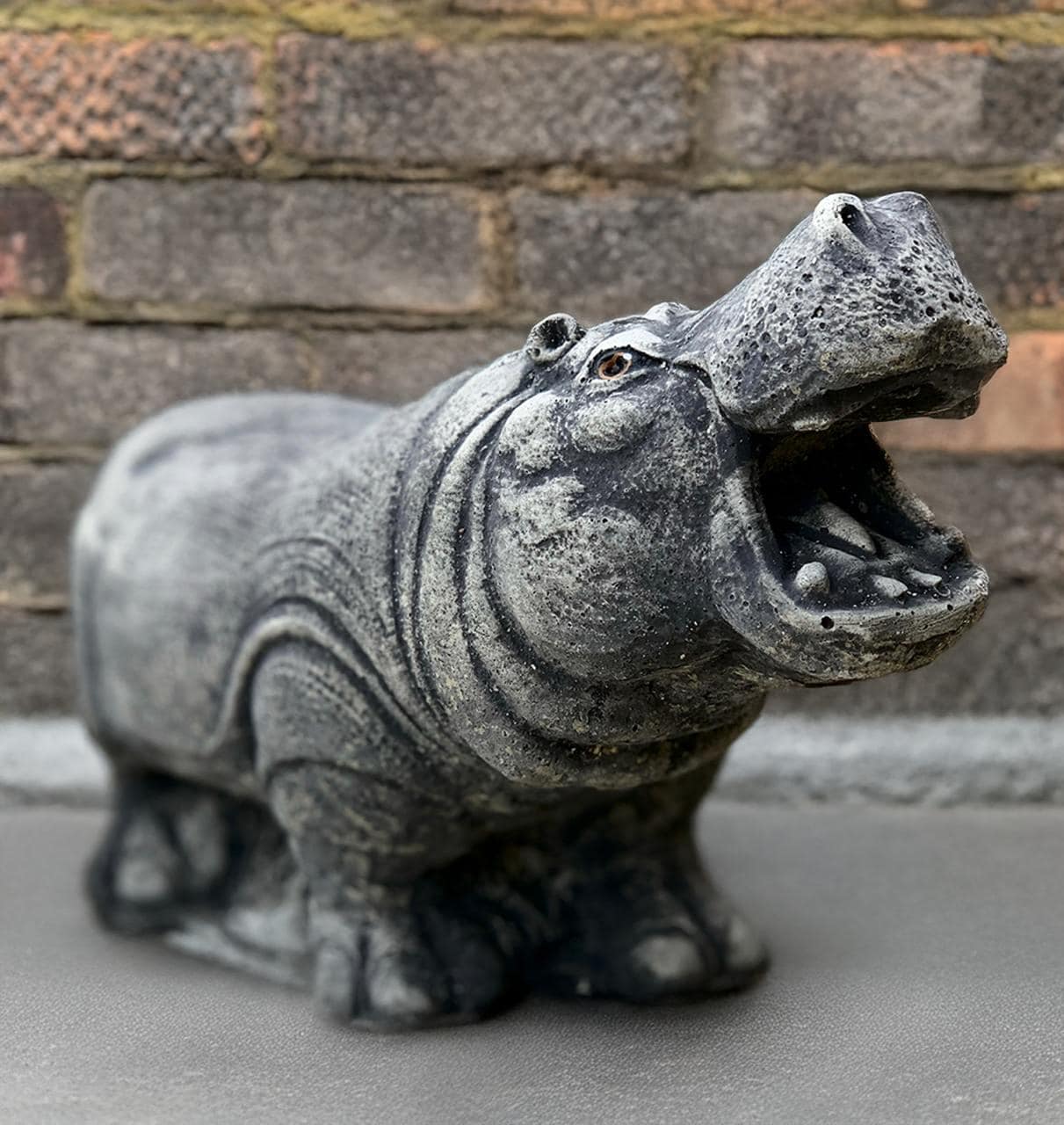 Outdoor Hippo Sculpture Concrete Hippopotamus Figurine Stone Animal ...
