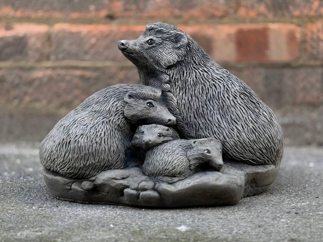 Concrete Family Hedgehog Statue Outdoor Hedgehogs Sculpture Stone ...