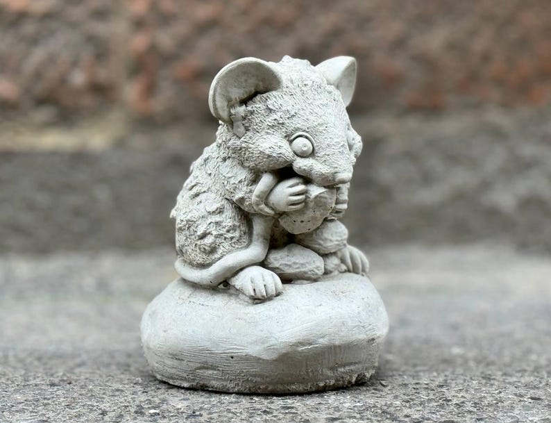 Concrete Mouse Statue Stone Sitting Mouse Figurine Cement Animal ...