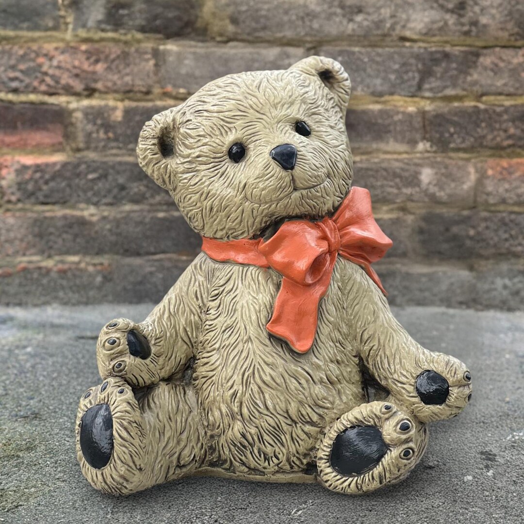 Concrete Bear Sculpture Stone Teddy Bear Figurine Outdoor Teddy Statue ...
