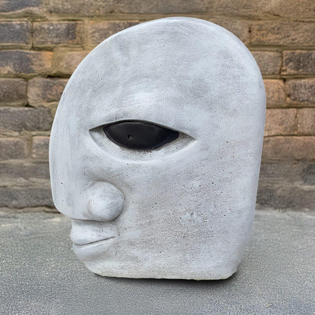 Concrete Modern Head Ornament Stone Abstract Face Statue Handmade Face ...