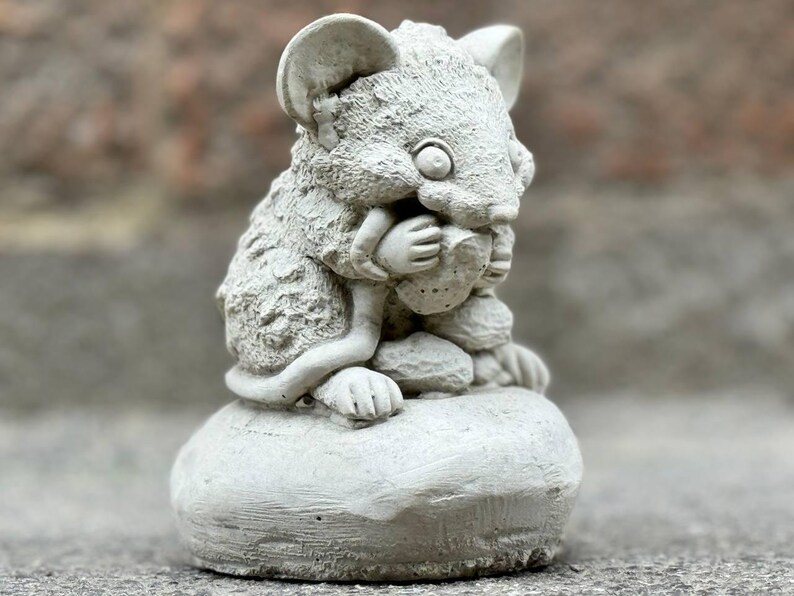 Concrete Mouse Statue Stone Sitting Mouse Figurine Cement Animal ...