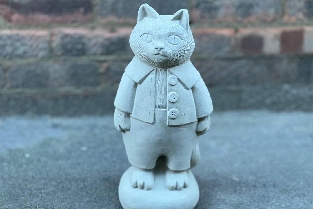Elegant Cat Decor Concrete Kitten Figurine Stone Home Kitty Sculpture ...