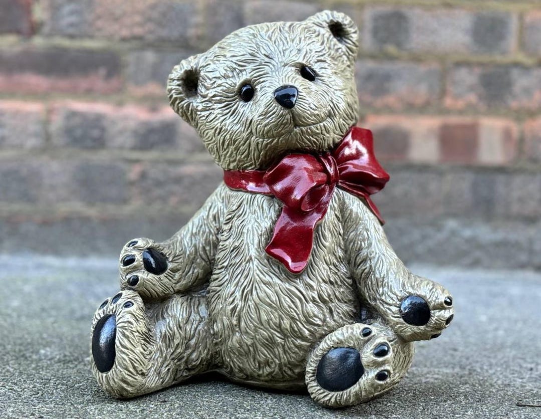 Garden Teddy Statue Outdoor Baby Teddy Figurine Concrete Animal ...