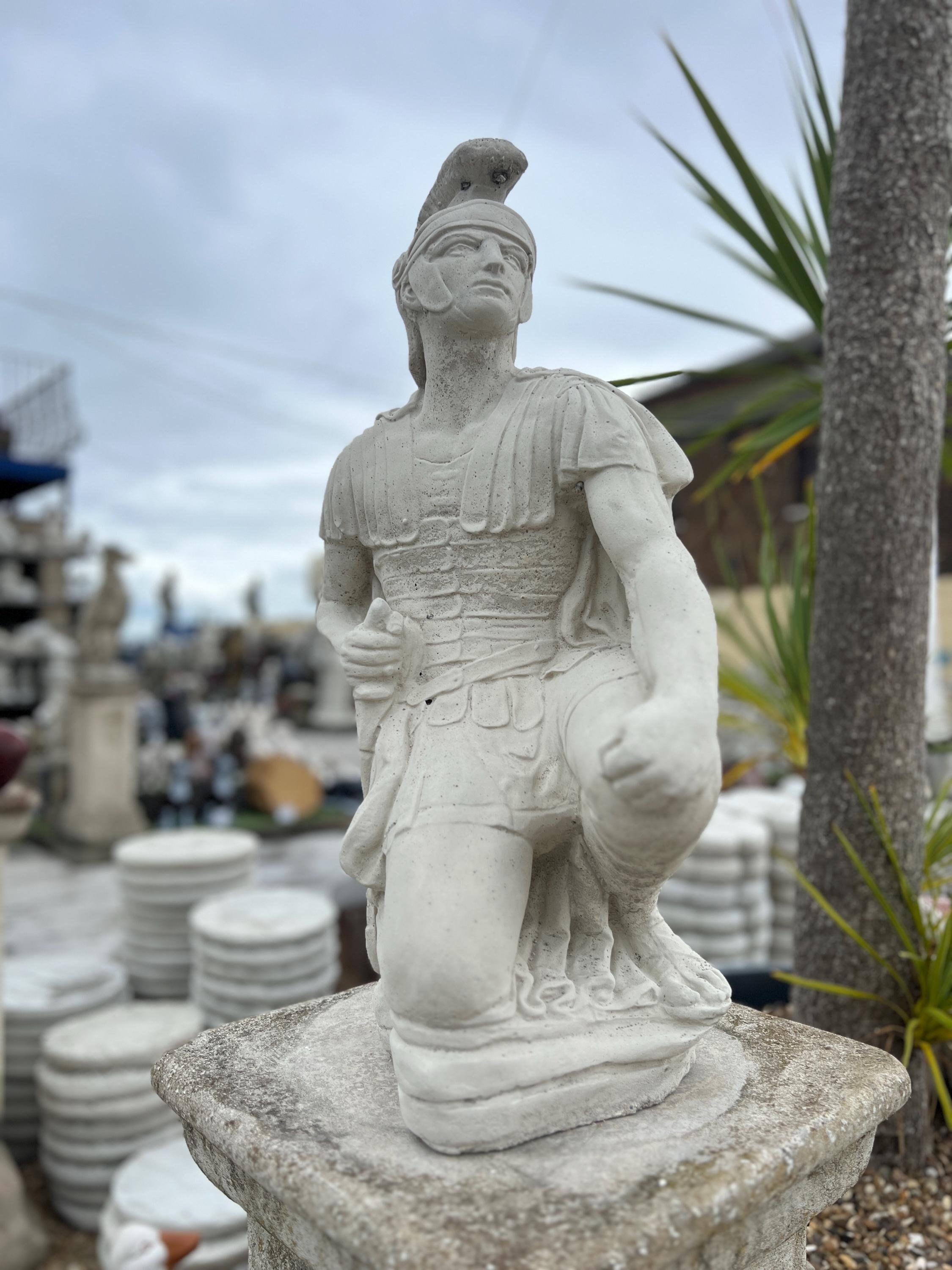 Large Roman Soldier Figurine Outdoor Soldier Sculpture Stone Ancient ...