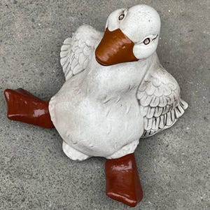 Stone Duck Statue Outdoor Goose Figurine Cement Bird Decor Concrete ...