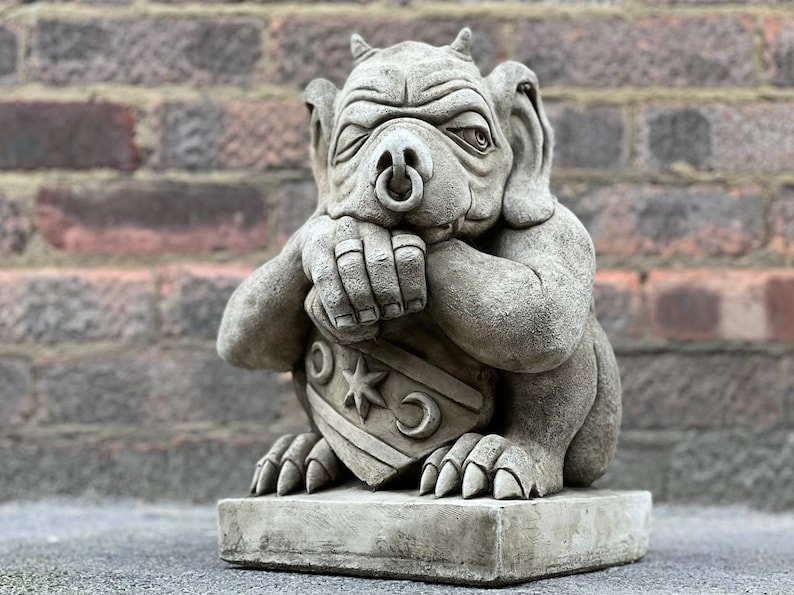 Guardian Gargoyle Statue Concrete Gargoyle Figurine Cement Gargoyle Dog ...