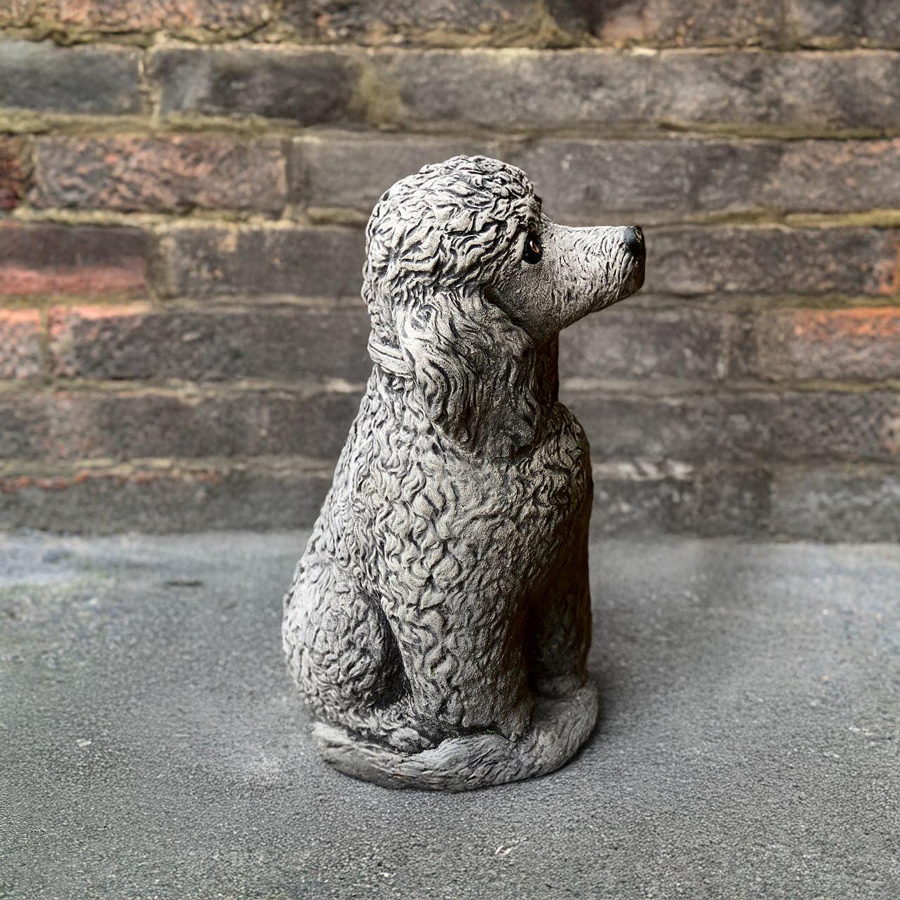 Sitting Poodle Dog Statue Concrete Fluffy Sculpture Garden and Home ...