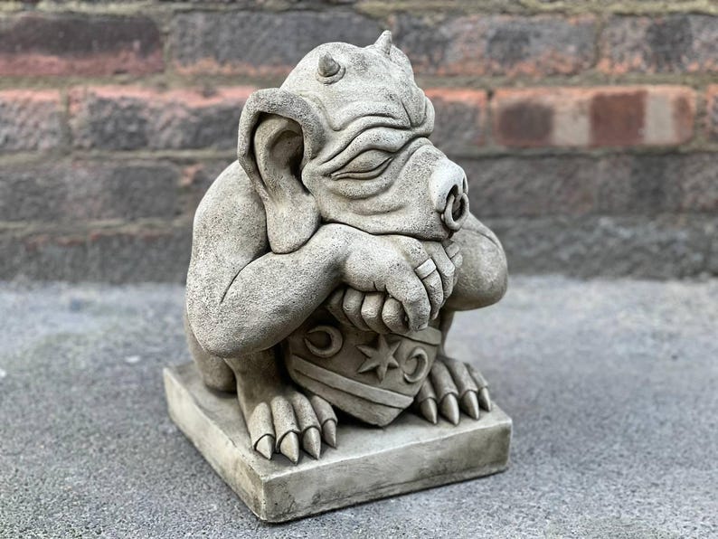 Guardian Gargoyle Statue Concrete Gargoyle Figurine Cement Gargoyle Dog ...