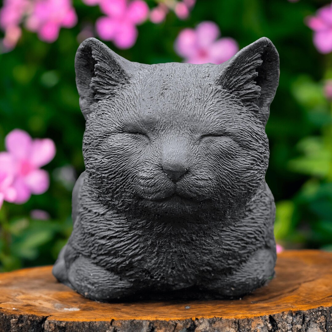 Outdoor Stone Cat Statue Concrete Cat Statue Cat Garden Figure Cat ...