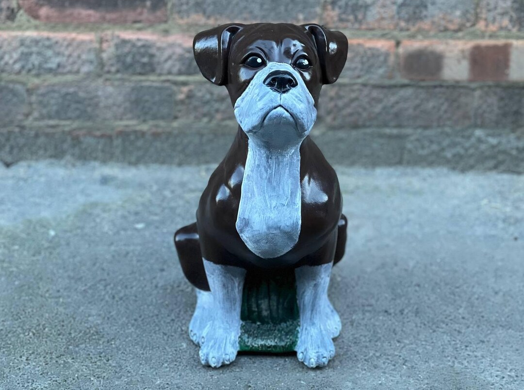 Outdoor Boxer Figurine Stone Dog Decoration Concrete Pet Sculpture ...