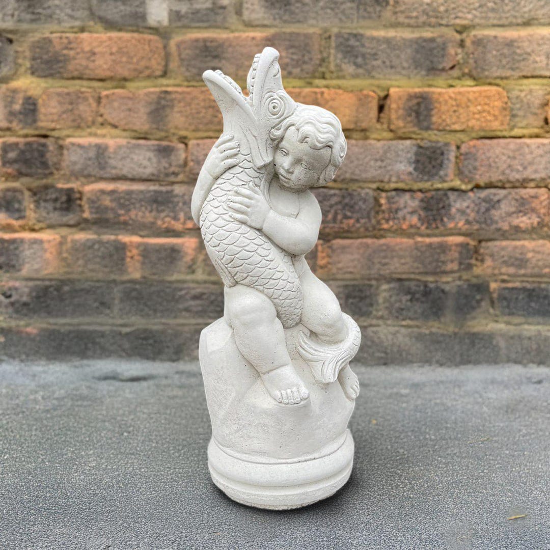 Concrete Boy With Snake Figurine Hercules Style Ornament Stone Child ...