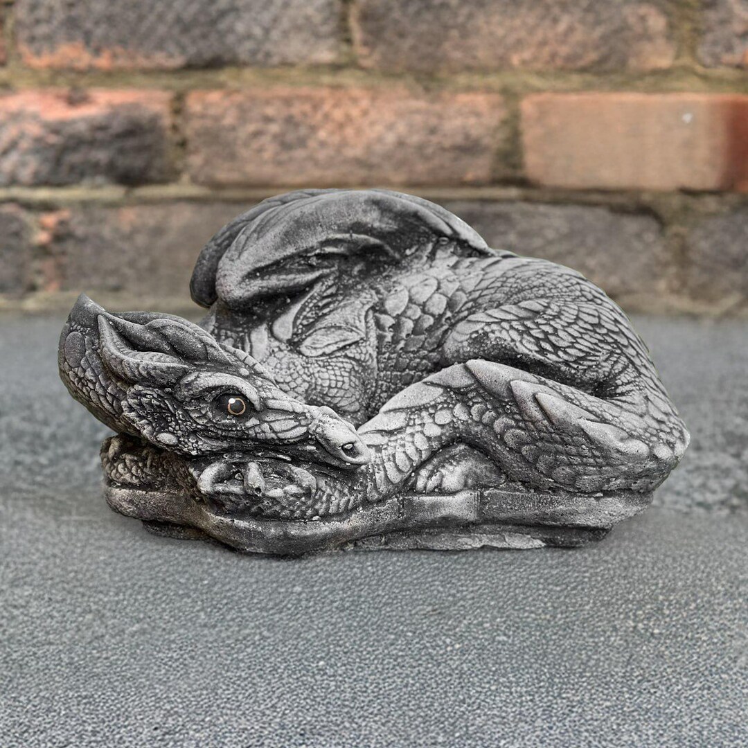 Garden Dragon Figurine Outdoor Baby Dragon Statue Concrete Animal ...