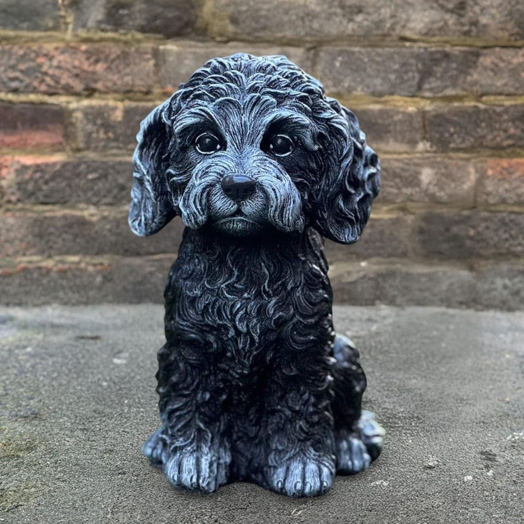 Concrete Labradoodle Dog Statue Handmade Garden Dog Figurine Cute ...