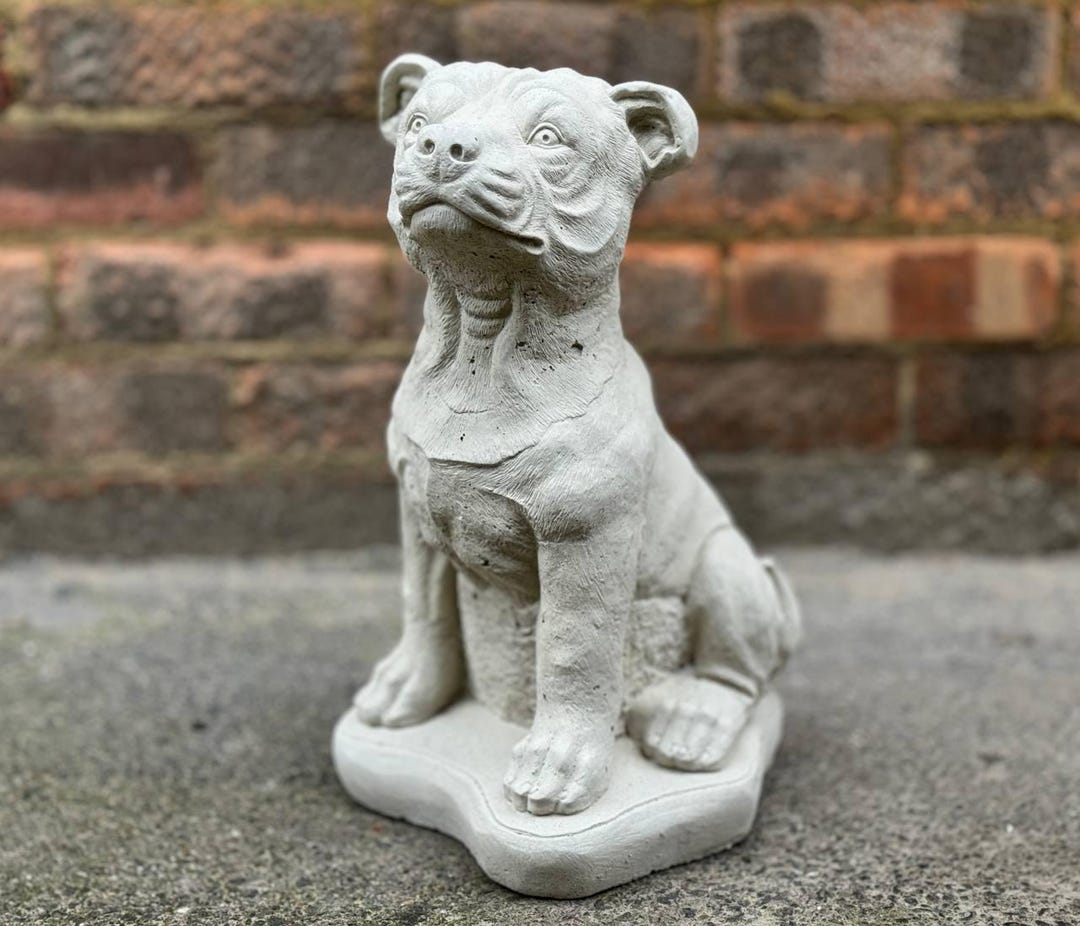 Stone Pitbull Sculpture Outdoor Dog Figurine Cement Dog Decoration ...