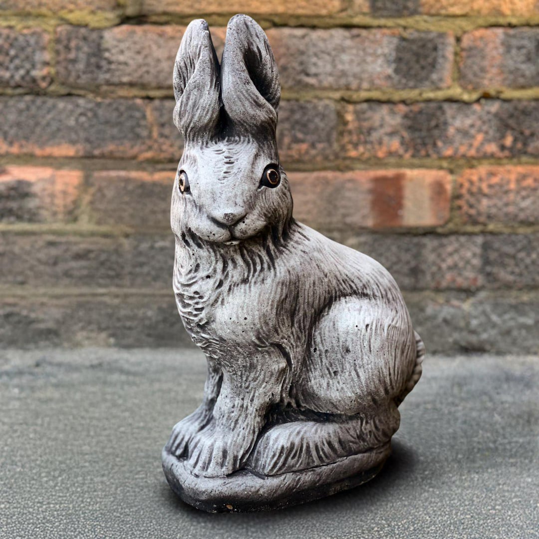 Outdoor Bunny Figurine Concrete Rabbit Statue Cement Animal Sculpture ...