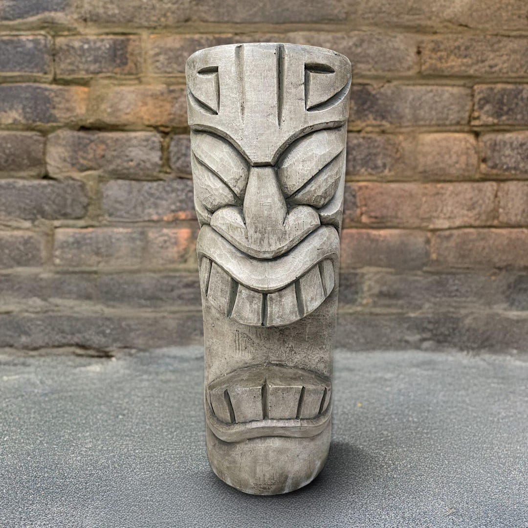 Concrete Tiki Totem Statue Cement Tribal Sculpture Polynesian Style ...