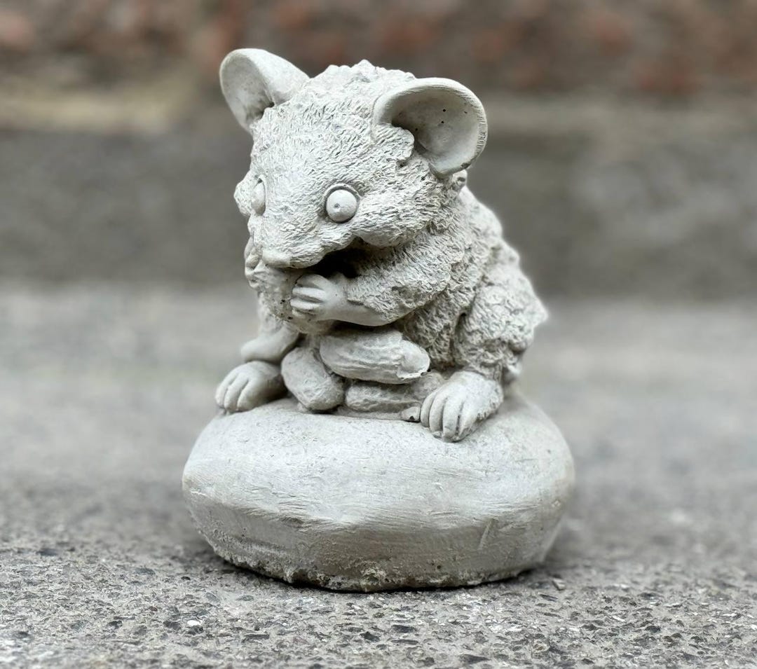 Concrete Mouse Statue Stone Sitting Mouse Figurine Cement Animal ...