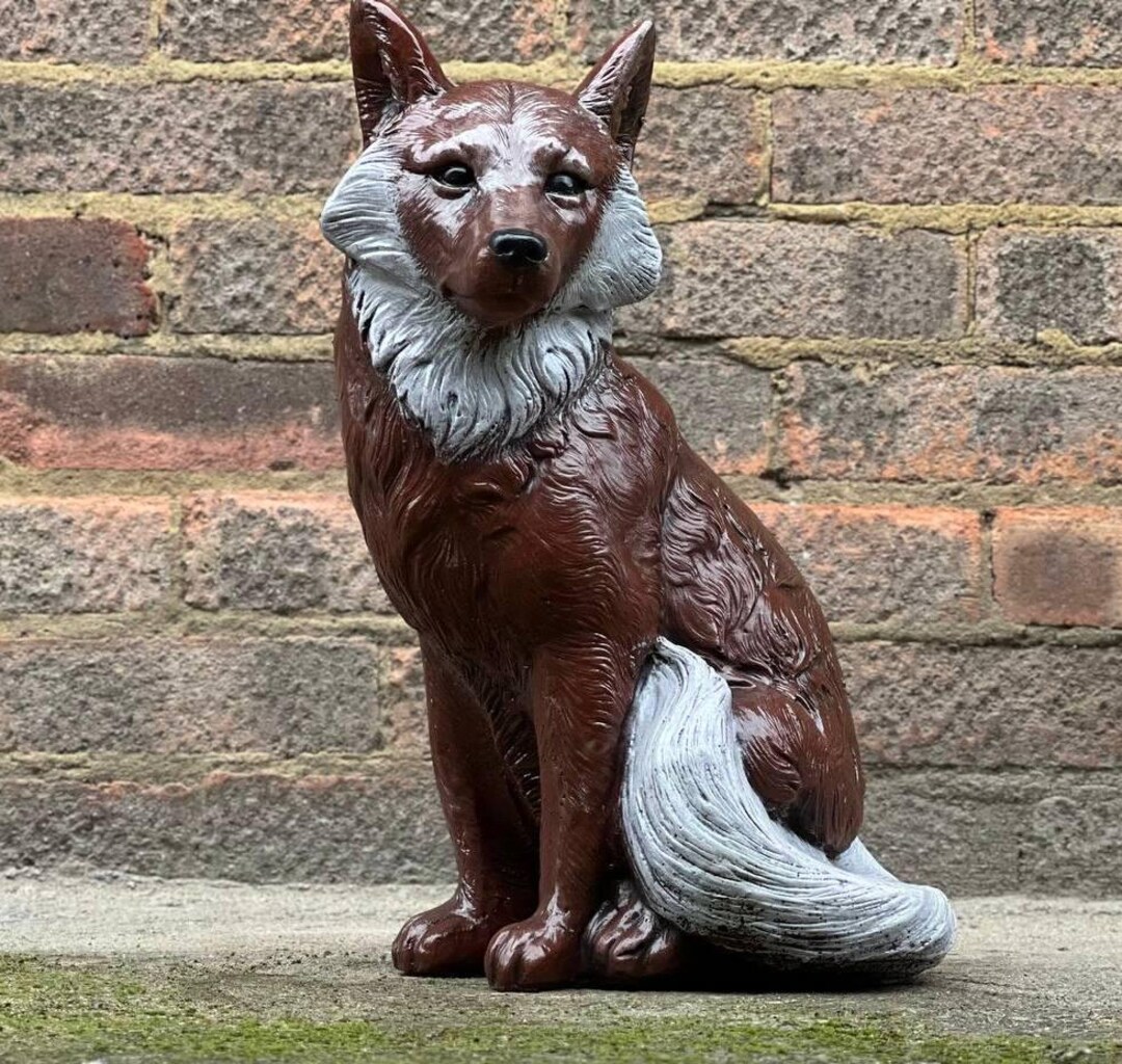 Outdoor Fox Figurine Concrete Garden and Home Fox Statue Stone Animal ...