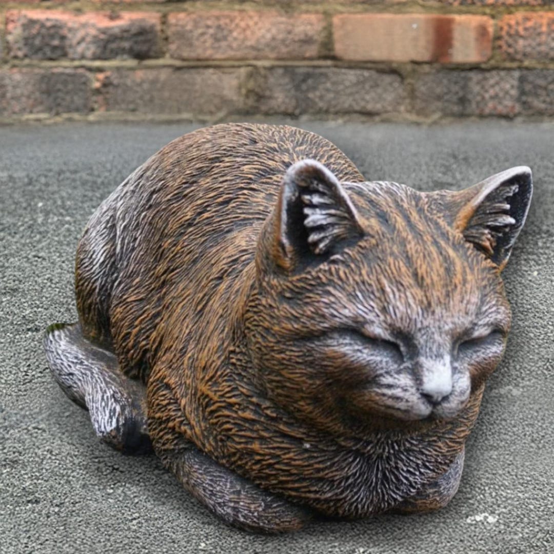 Concrete Cat Statue Stone Pet Figurine Memorial Cat Decor Handmade ...