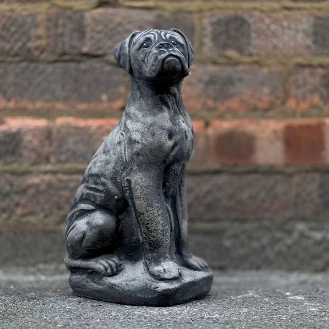 Concrete Boxer Dog Statue Stone Dog Sculpture Outdoor Pet Memorial ...