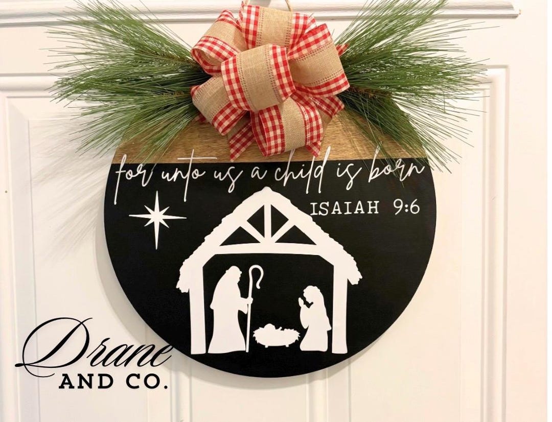 Customizable Wooden Door Hanger, Nativity Door Hanger, Religious ...