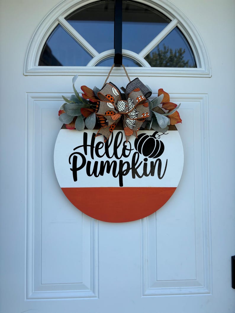 Hello Pumpkin Customizable Wooden Door Hanger - Etsy