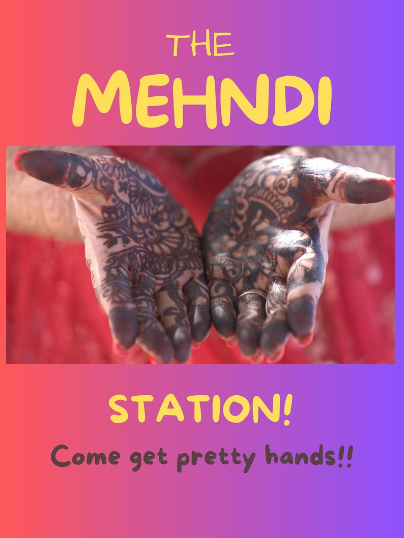 Mehndi Station Sign or Placard 18x24 Inches - Etsy