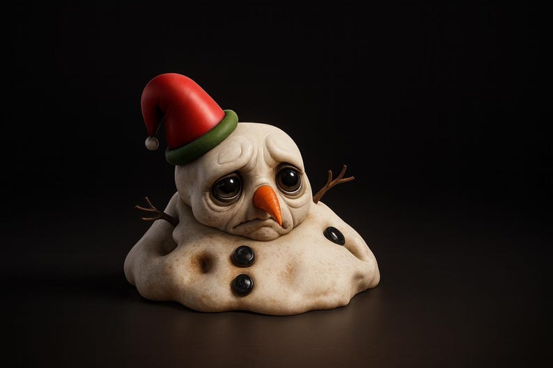 Sad Melted Snowman 3D Model | Funny Christmas Decor (digital Download ...