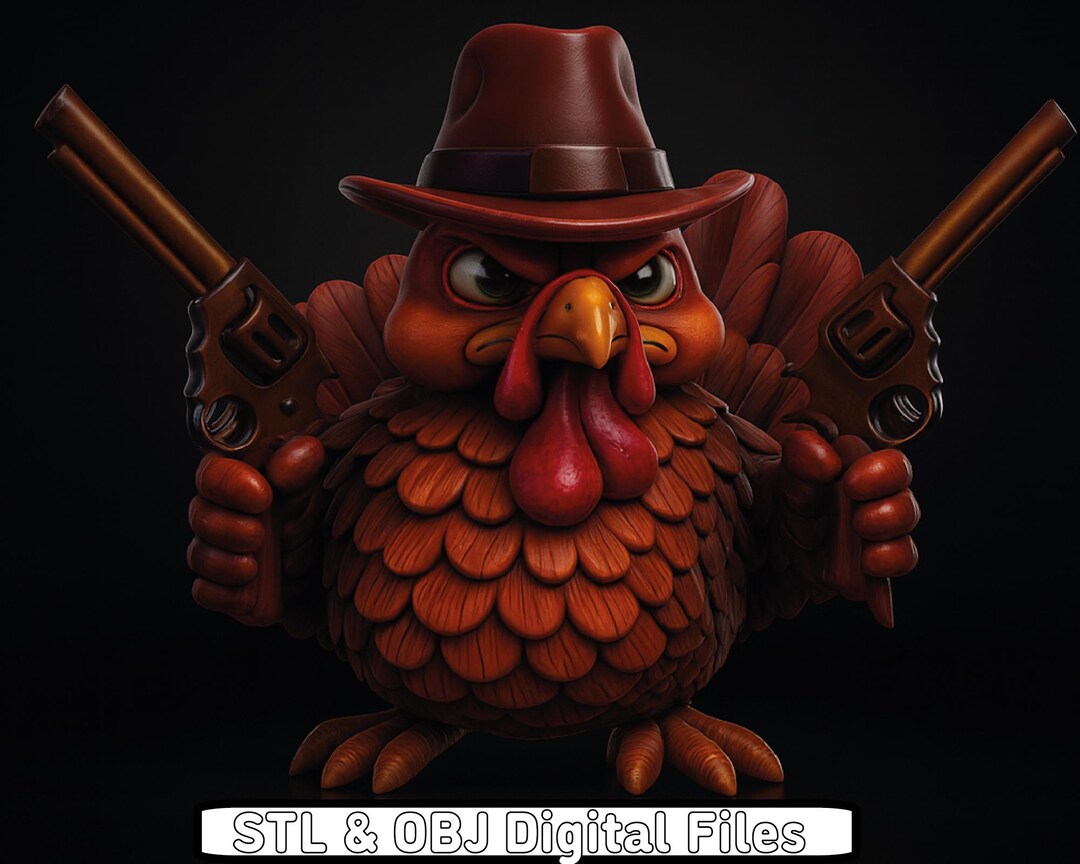 Cowboy Turkey STL File for 3D Printing | Funny Thanksgiving Decor ...