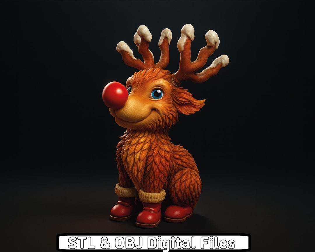 Rudolph Reindeer 3D Model STL: Christmas Figurine (digital Download) - Etsy