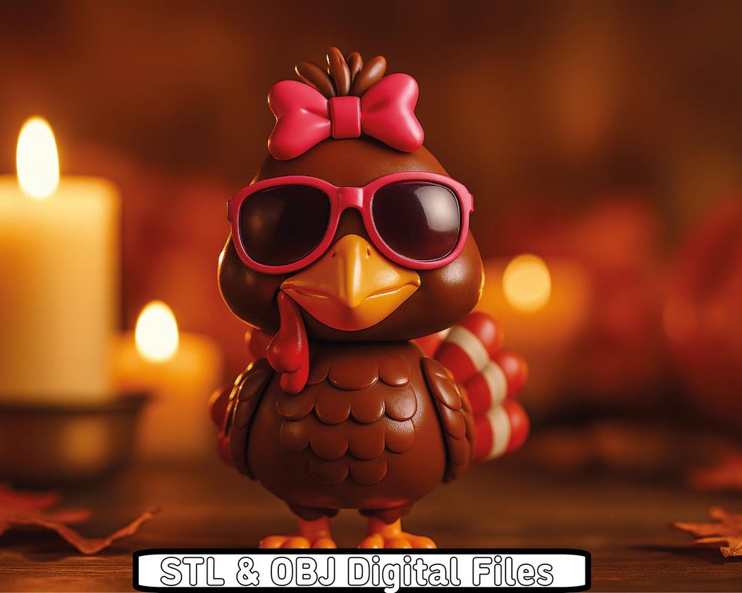 Cute Turkey 3D Model STL OBJ | Thanksgiving Turkey Figurine Digital ...